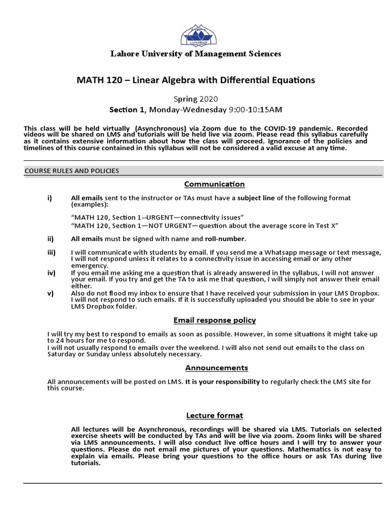 Section 1 Math 120 Linear Algebra With Differential Equations Download Free Pdf Linear Map