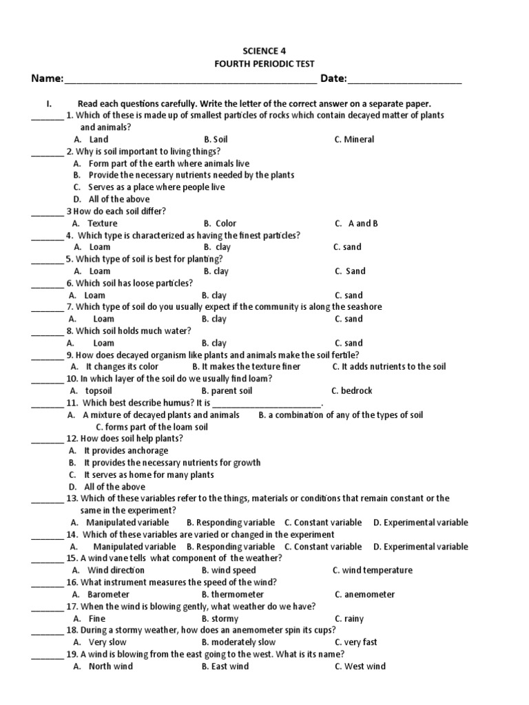 PT - Science 4 - Q4 V2 | PDF | Soil | Loam