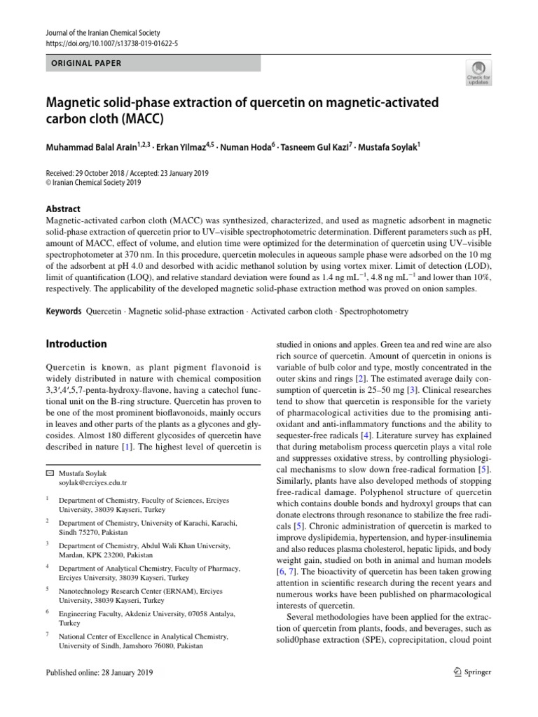 Magnetic Solid-Phase Extraction of Quercetin On Magnetic-Activated Carbon Cloth (MACC) | PDF ...