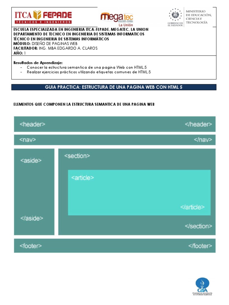 Guia Practica - Estructura de Una Pagina Web | PDF | HTML | Página web