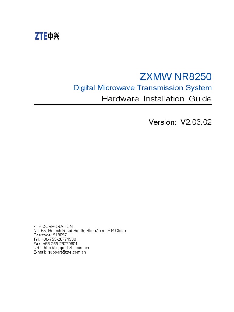 SJ-20130930111159-004-ZXMW NR8250 (V2.03.02) Hardware Installation ...