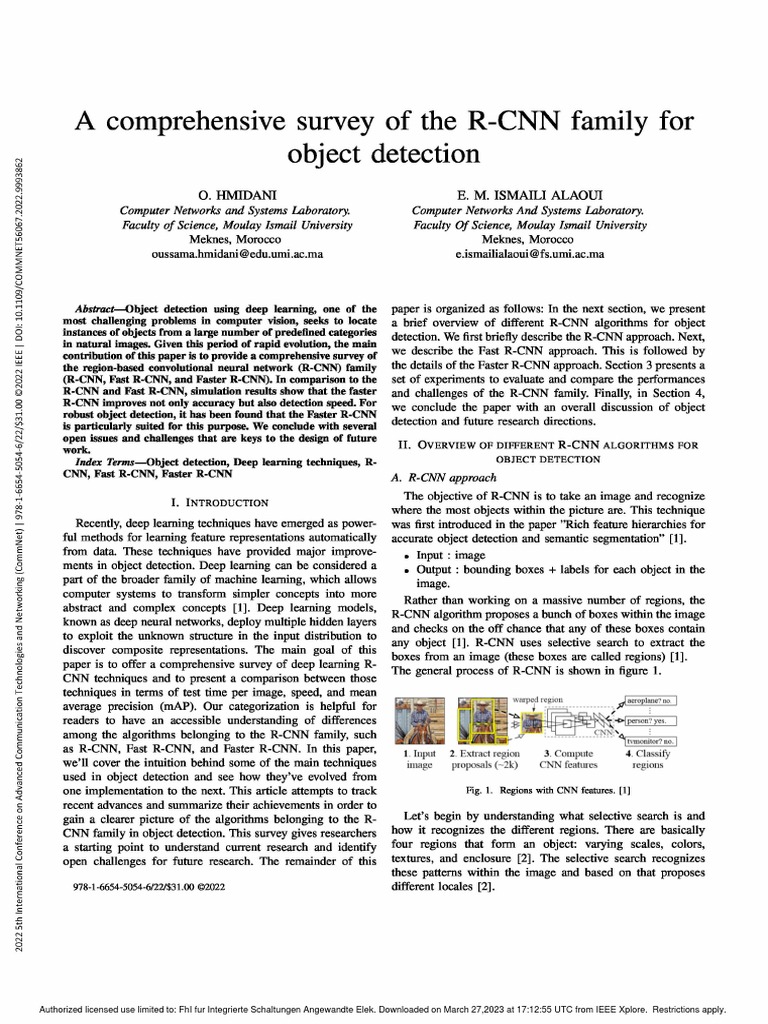 A Comprehensive Survey of The R-CNN Family For Object Detection | PDF | Deep Learning | Cybernetics