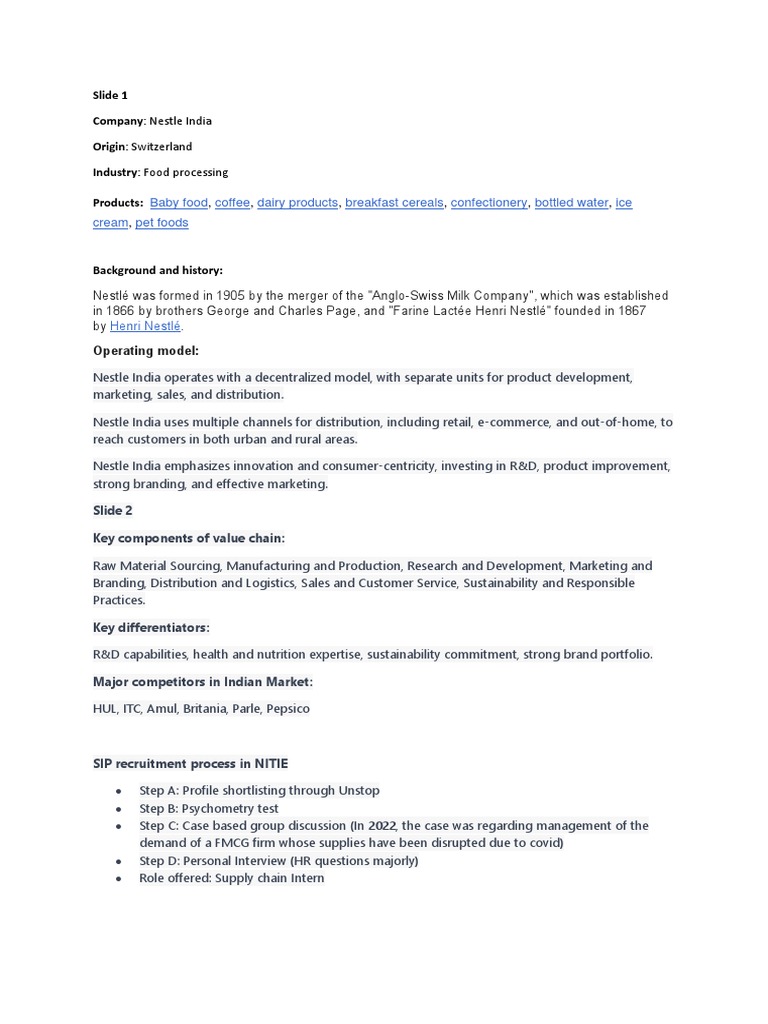 Companies PPT Doc1 | PDF | Nestlé | Mondelez International