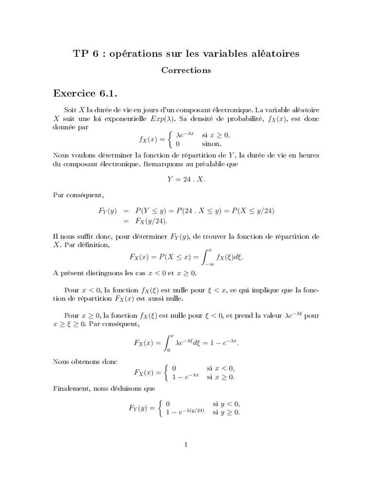 TP6 Corrigés | PDF | Variable aléatoire à densité | Théorie statistique