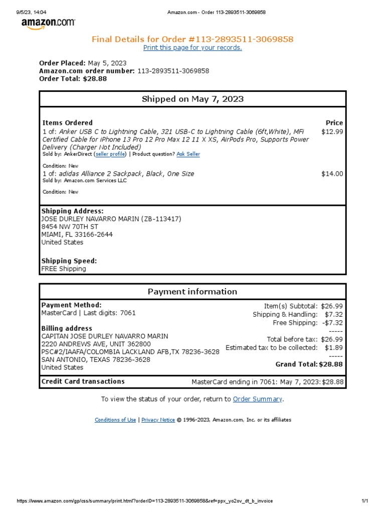 Factura - Cable y Bolsa | PDF | Payments | I Phone