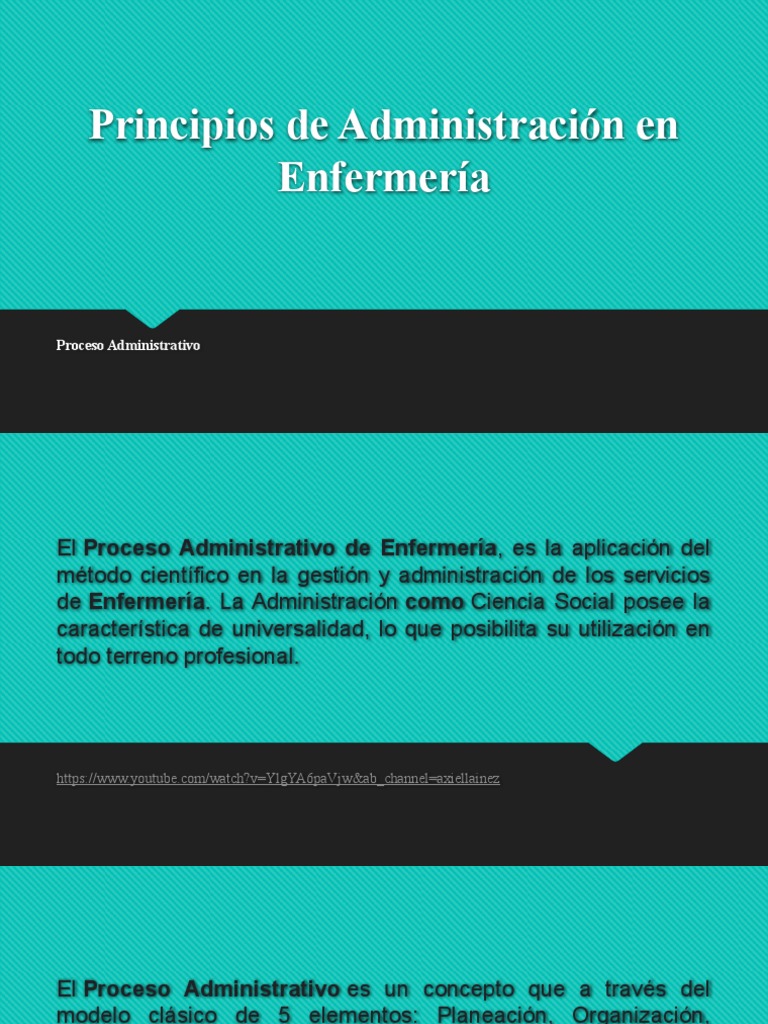 Principios de Administración en Enfermería | PDF
