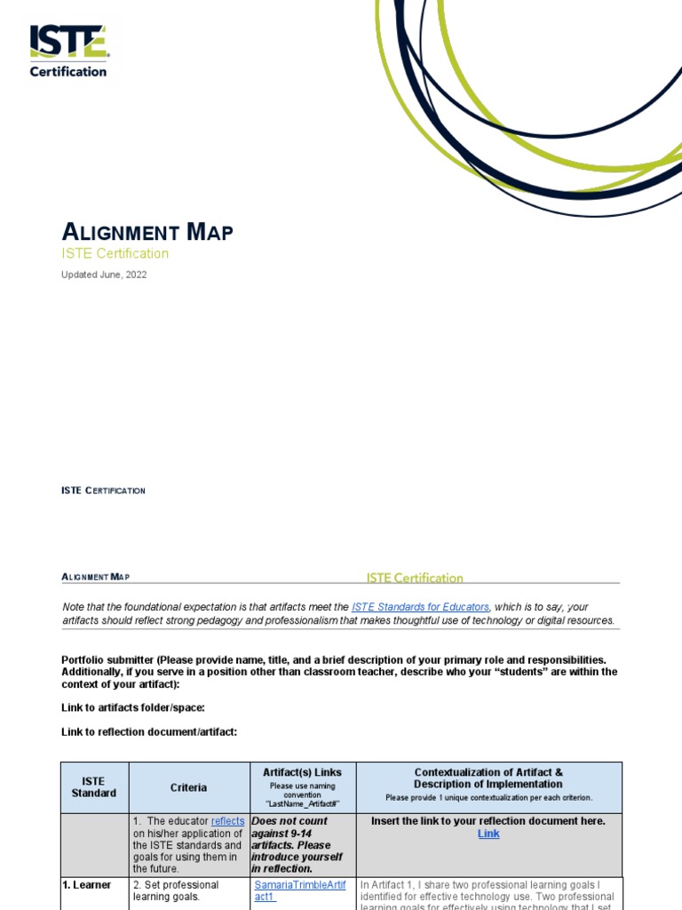 Iste Certification Alignment Map June 2022 Pdf Learning Creativity