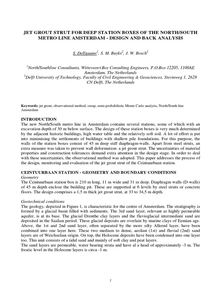 Jet Grout Strut Design for Metro Stations | PDF | Strength Of Materials ...