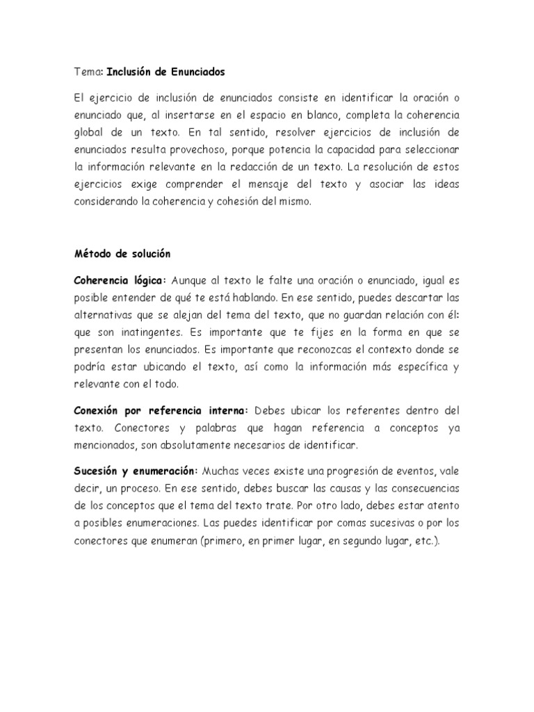 Inclusión de Enunciados | PDF