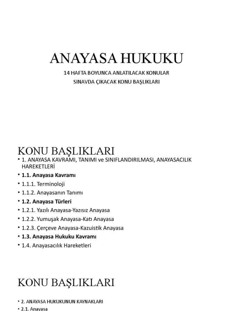 Anayasa Hukuku-Ders İçeri̇kleri̇ | PDF
