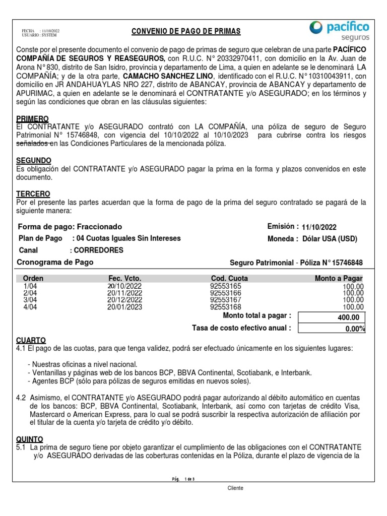 Seguro Trec Pacifico | Descargar gratis PDF | Seguro | Reaseguro