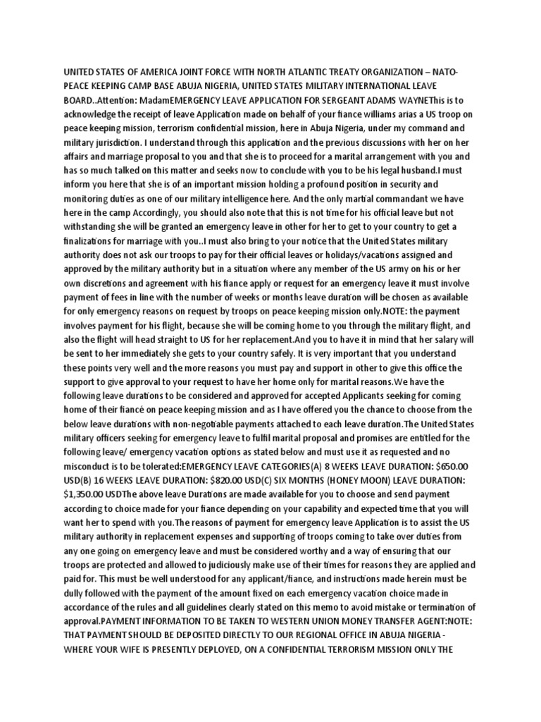 Military Leave Format-1 | PDF | Peacekeeping | Nato