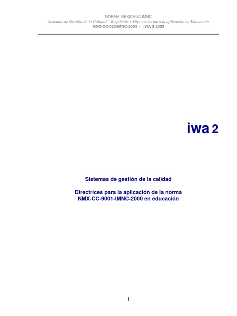 Calidad en Educación: Norma IMNC NMX-CC-023 | PDF | Calidad (comercial ...