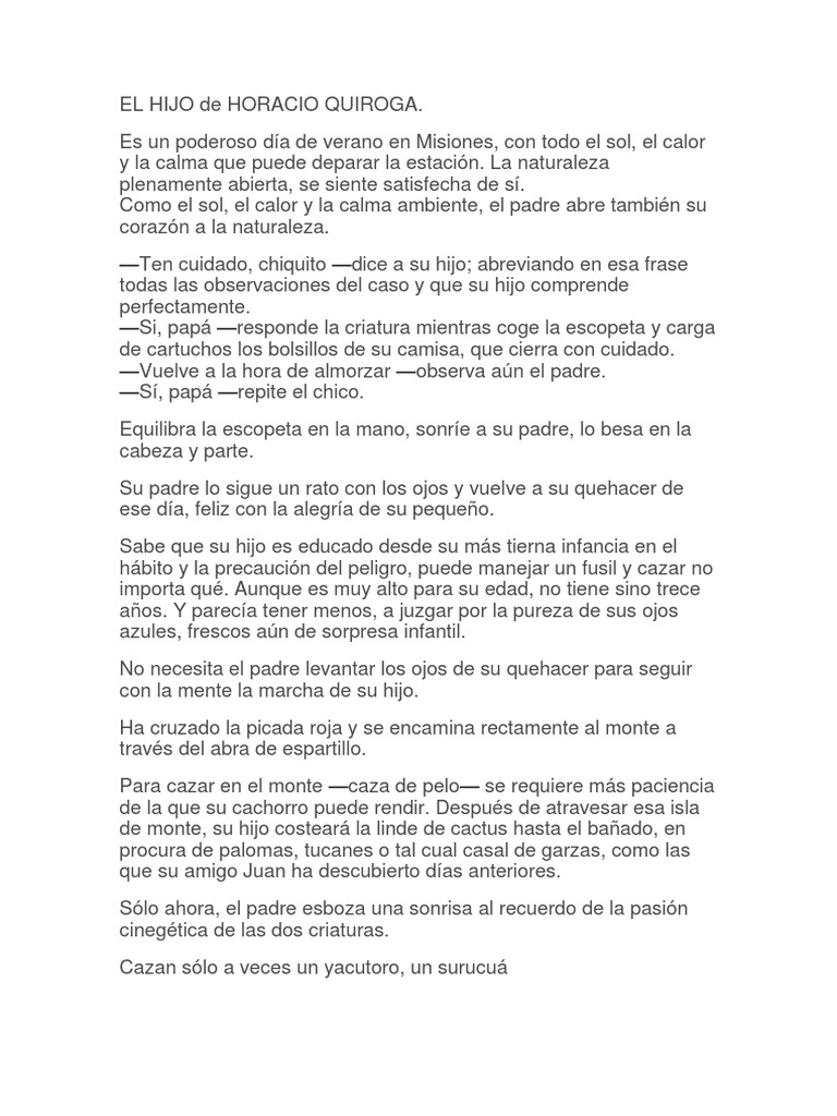 EL HIJO de HORACIO QUIROGA | PDF