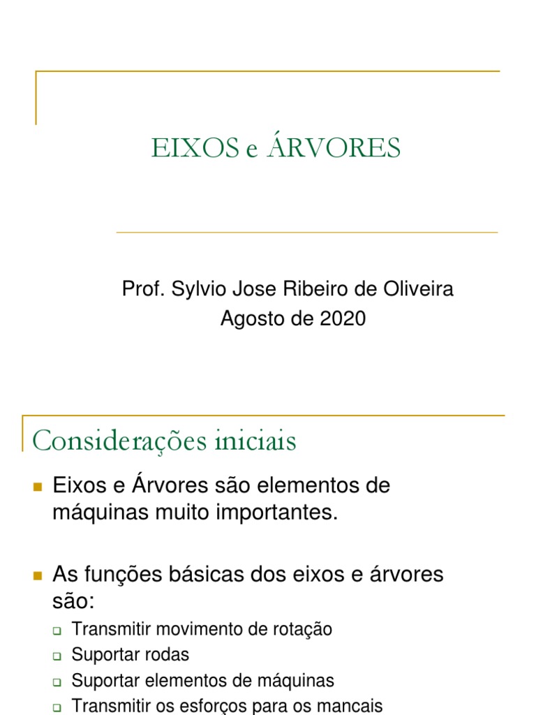 Eixos e Árvores | PDF | Estresse (Mecânica) | Flexão (Física)