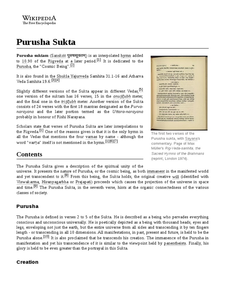 Purusha Sukta | PDF | Ancient Literature | Religious Books