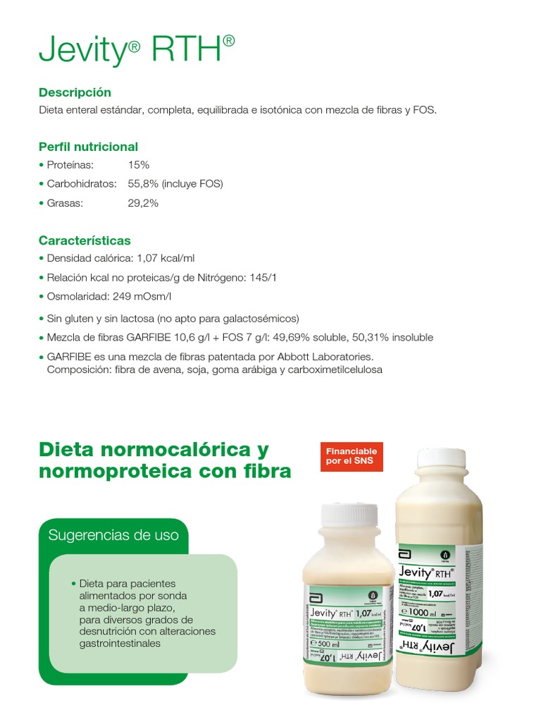 Nutricion (Adulta e Infantil) - Dietas Estandar Por Sonda - Con Fibra ...