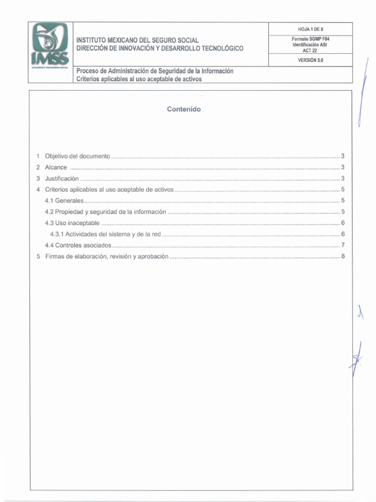 ASI ACT 22 Uso Aceptable de Activos | PDF | Seguridad de información ...