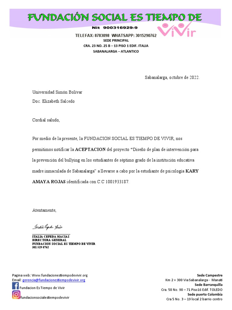 Carta Aprobacion | PDF Carta Aprobacion | PDF