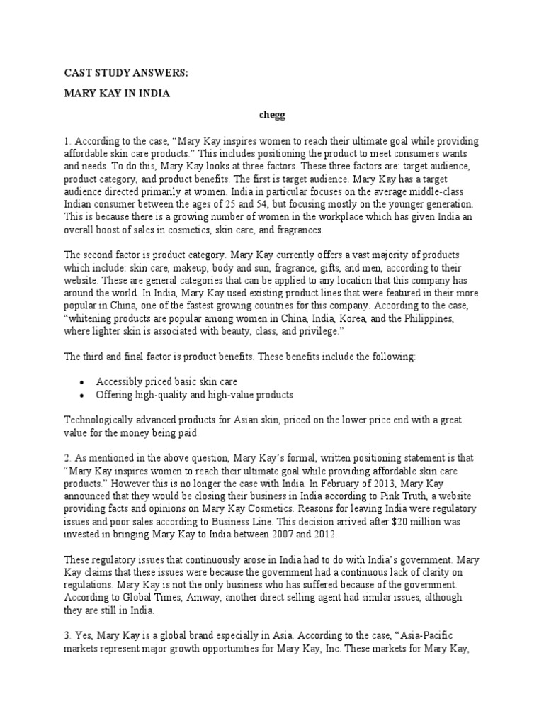 Mary Kay's India Exit: Case Study | PDF | Cosmetics | Loans