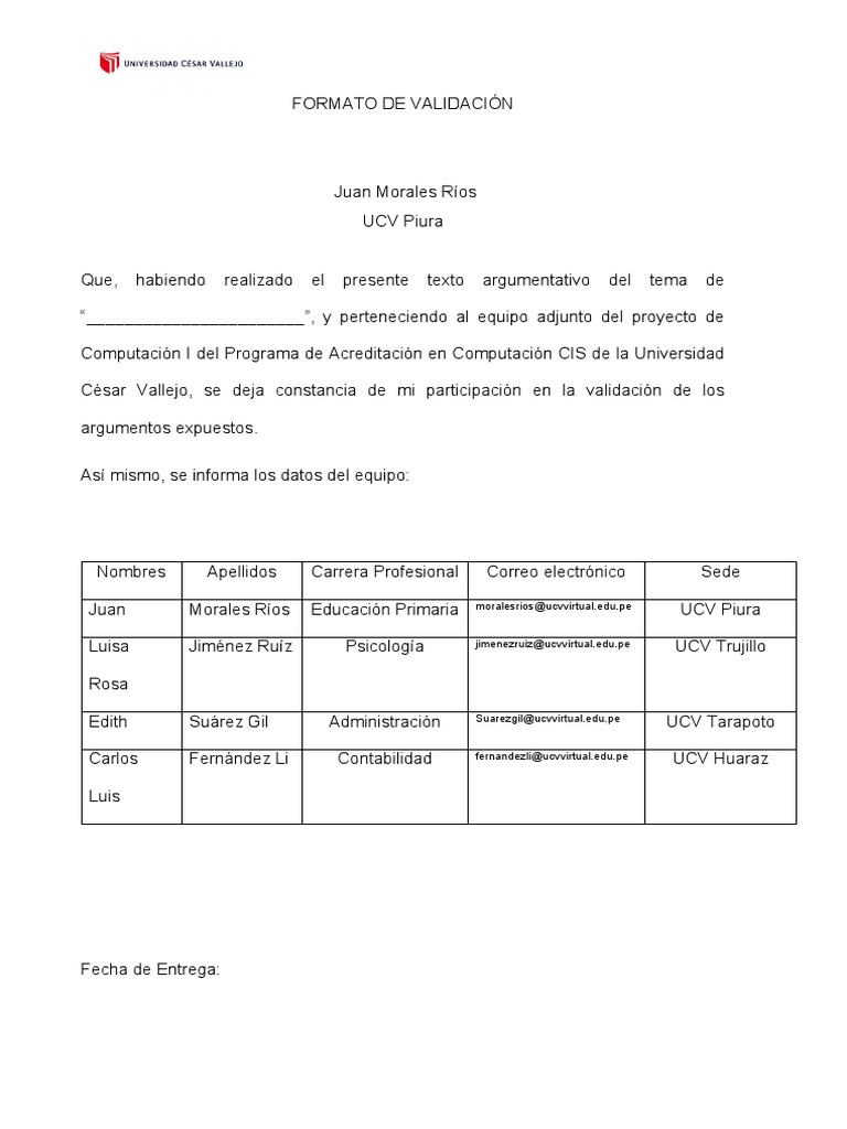 Formato de Validación | PDF | Informática