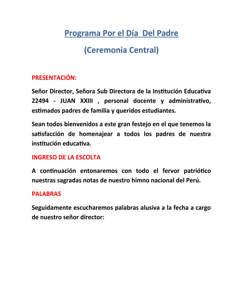 Programa Por El Día Del Padre | PDF
