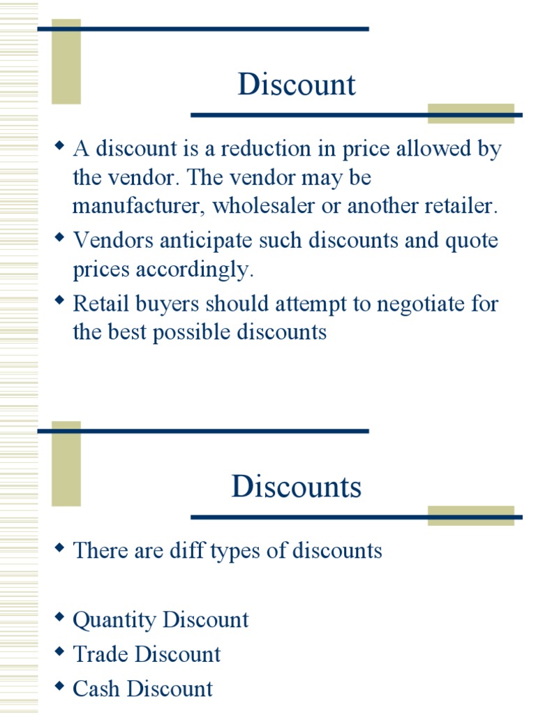 Discount | PDF | Discounts And Allowances | Merchandising