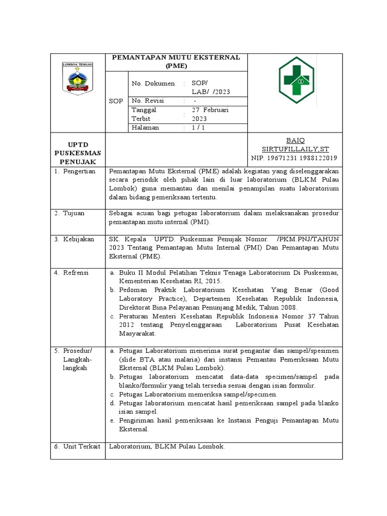 8.1.7.7 Sop Pme | PDF