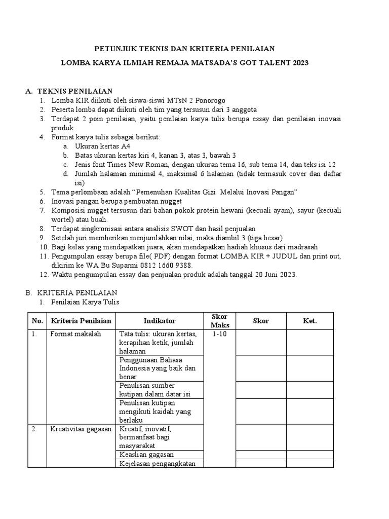 Juknis Lomba Kir | PDF | Karier & Perkembangan