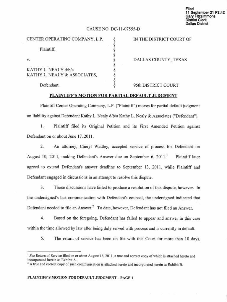 Filed 11 September 21 P3:42 Gary Fitzsimmons District Clerk Dallas ...