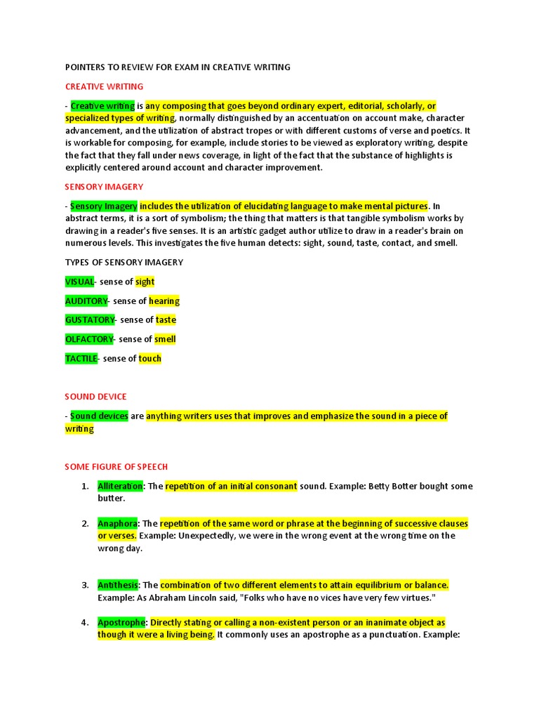 Creative Writing Reviewer | PDF | Poetry | Narration