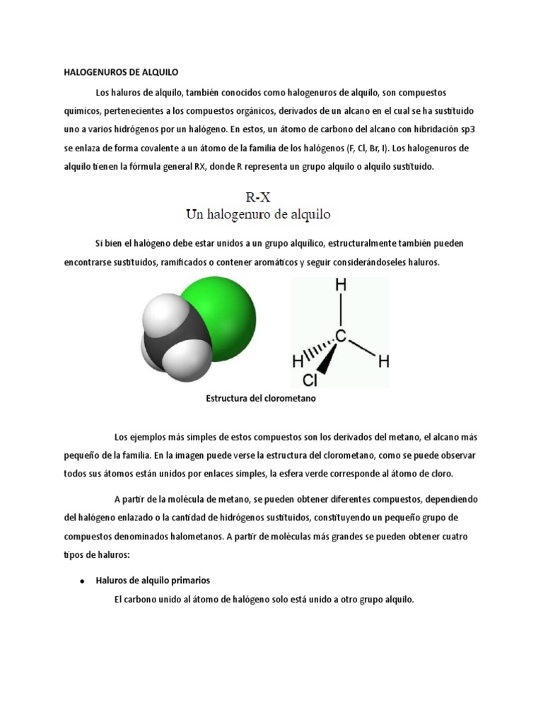Halogenuros de Alquilo | PDF | Compuestos químicos | Alcano