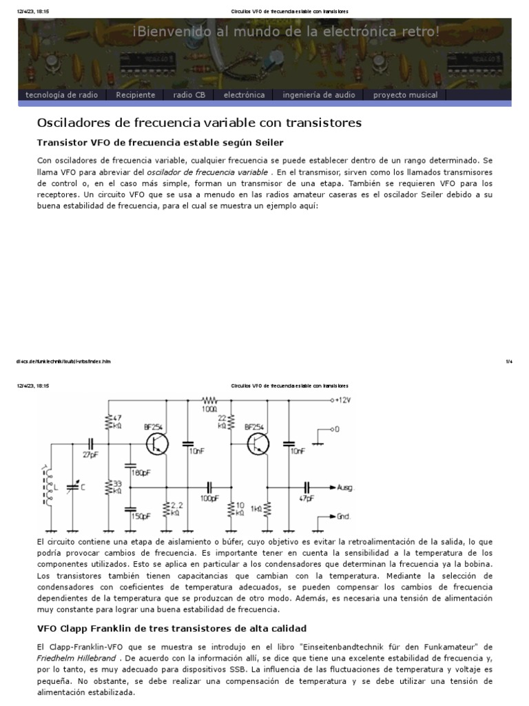 Circuitos VFO Estables con Transistores | PDF | Transistor | Frecuencia