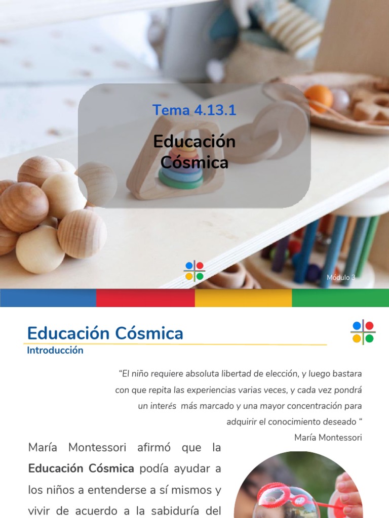 Educación Cosmica Montessori | PDF | Aprendizaje | Conocimiento