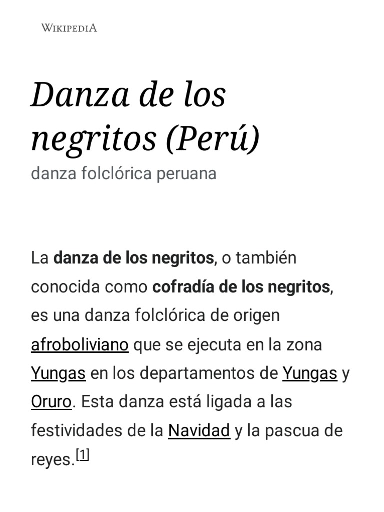 Danza de Los Negritos (Perú) - Wikipedia, La Enciclopedia Libre | PDF