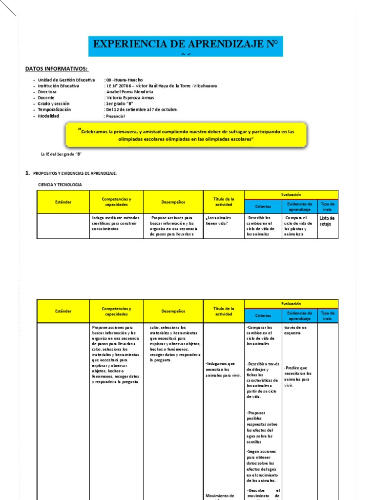 EXPERIENCIA DE APRENDIZAJE #02 Aniversario 1ero B | PDF | Geometría | Evaluación