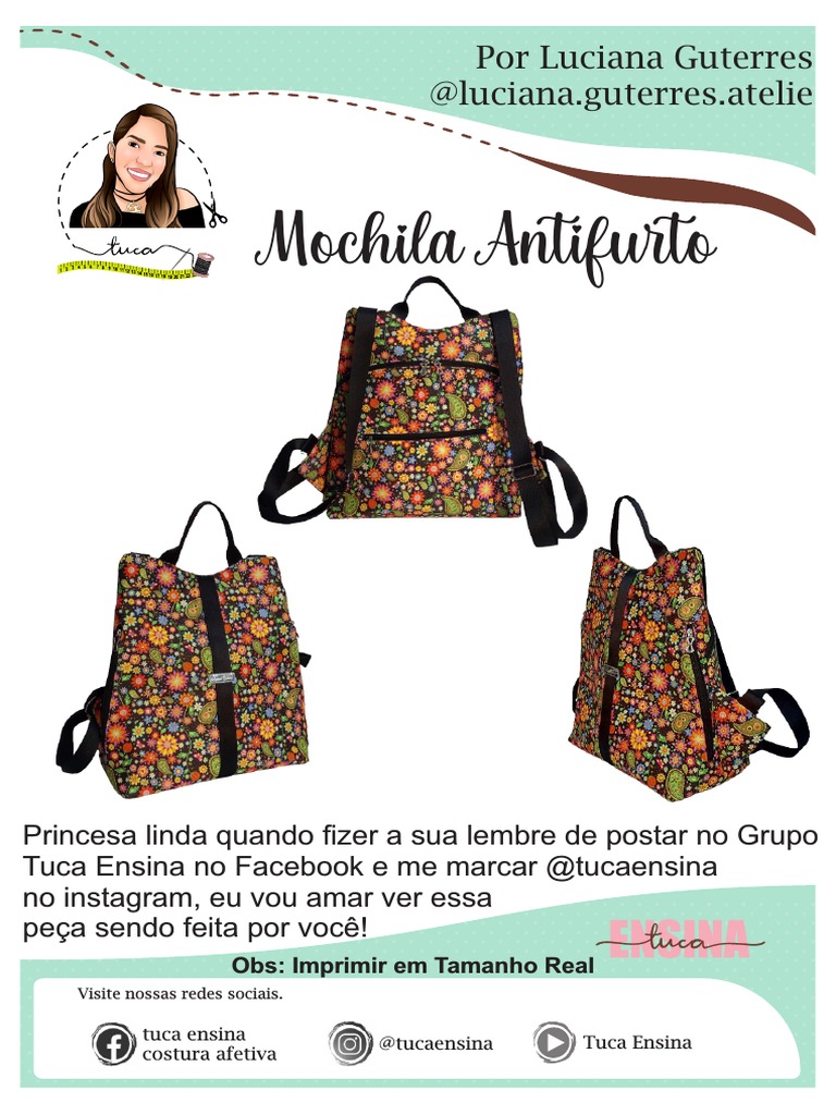 Molde de Mochila Antifurto para Imprimir | PDF