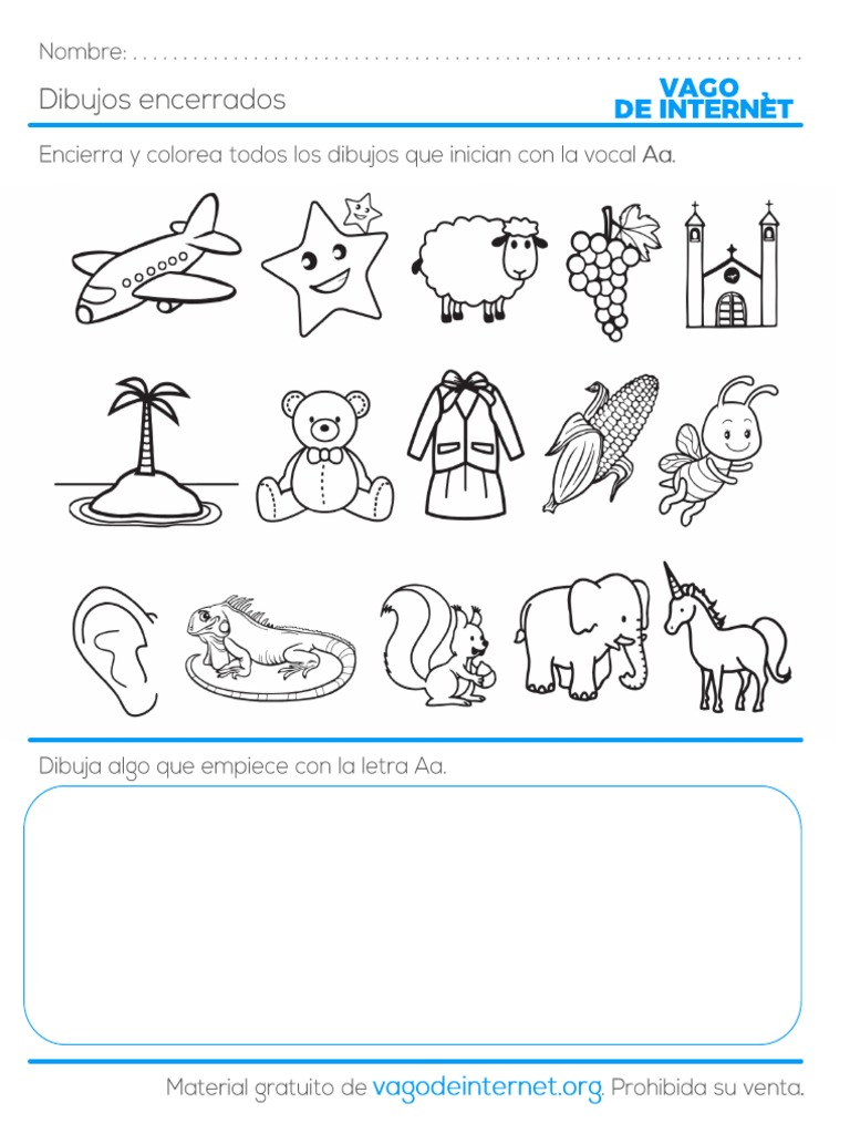 Encierra Los Dibujos Que Inician Con La Vocal | PDF