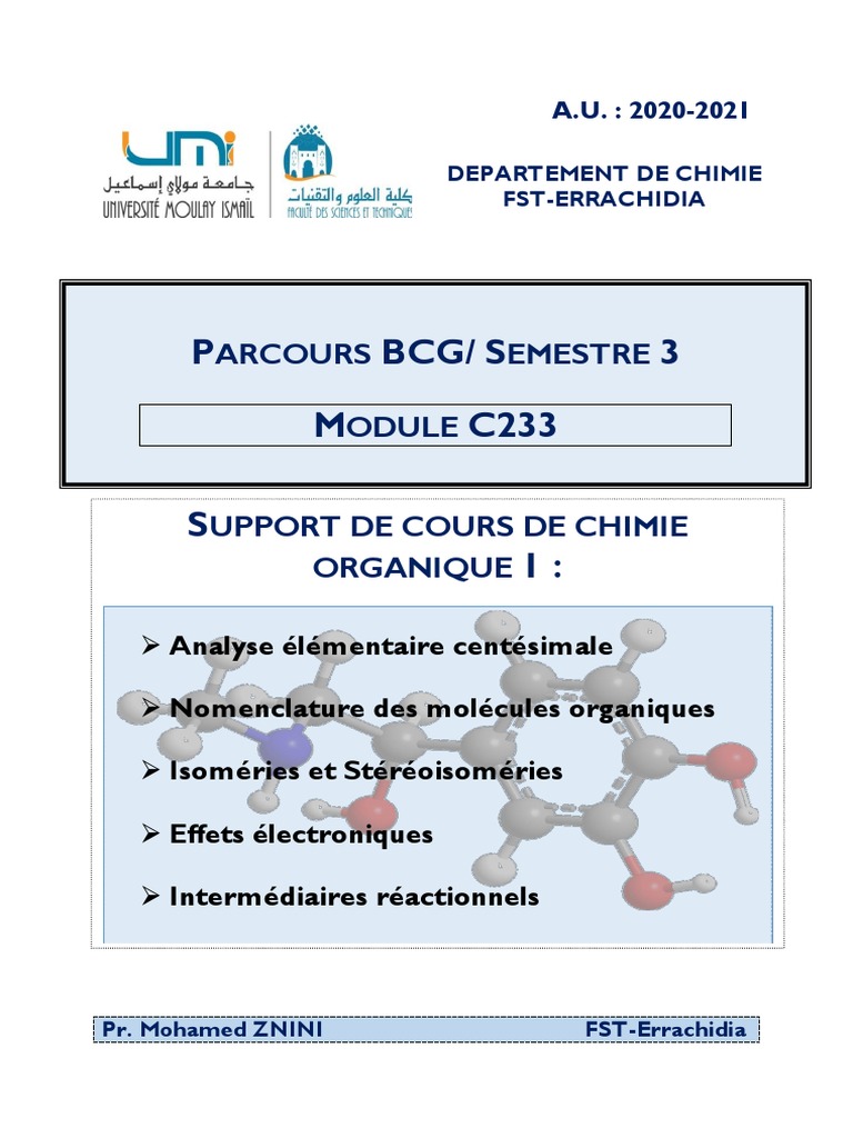 Cours de Chimie Organique - Module C233 | PDF | Orbitale moléculaire ...
