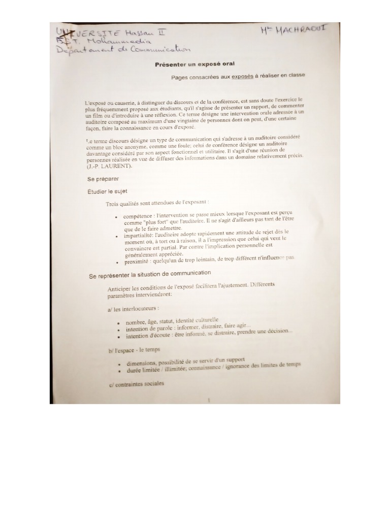 Présenter Un Exposé Oral | PDF