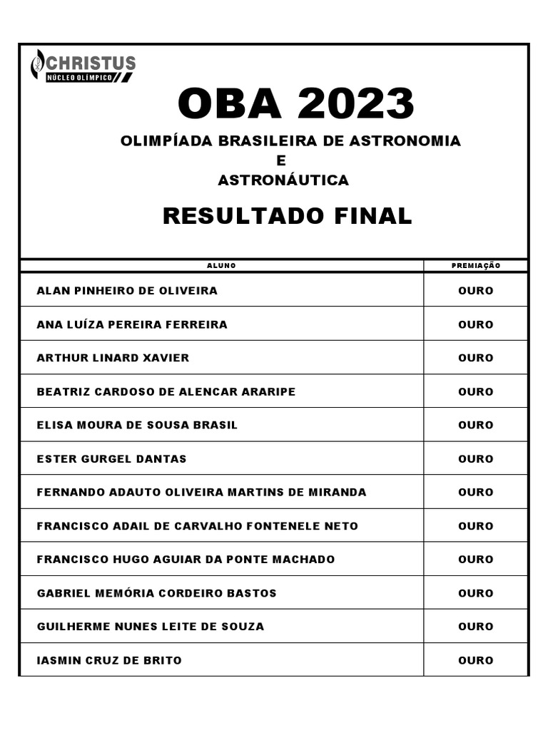 Oba 2023 - Resultado Final | PDF | Brasil