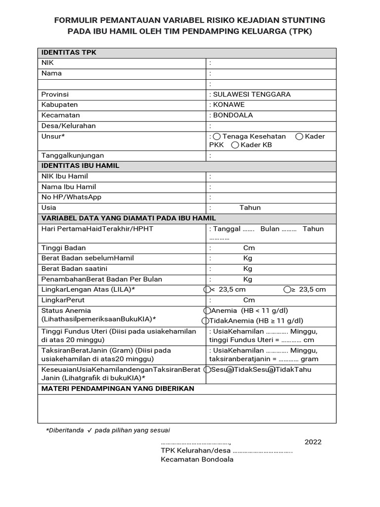 Form Manual Pendampingan Ibu Hamil | PDF