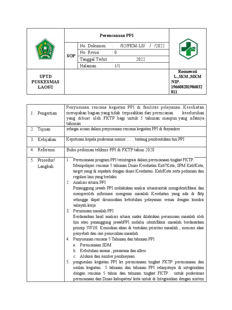 Sop Perencanaan Ppi | PDF
