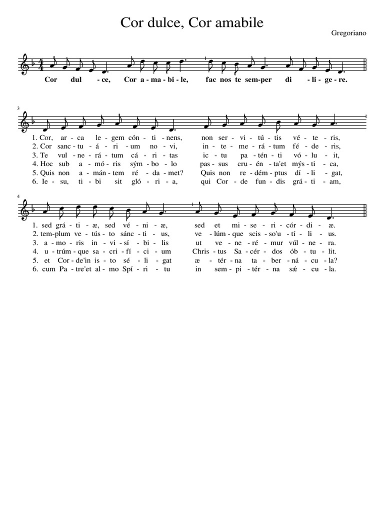 Cor Dulce, Cor Amabile Gregorian | PDF