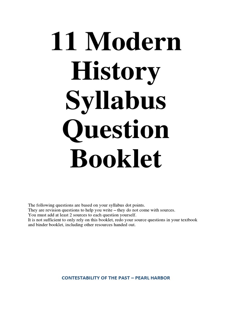 11 Modern History Yearly Revision Booklet | PDF | Second Boer War ...