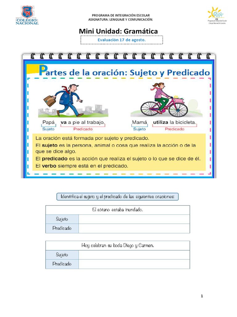 Mini Unidad - Gramática | PDF | Plural | Verbo