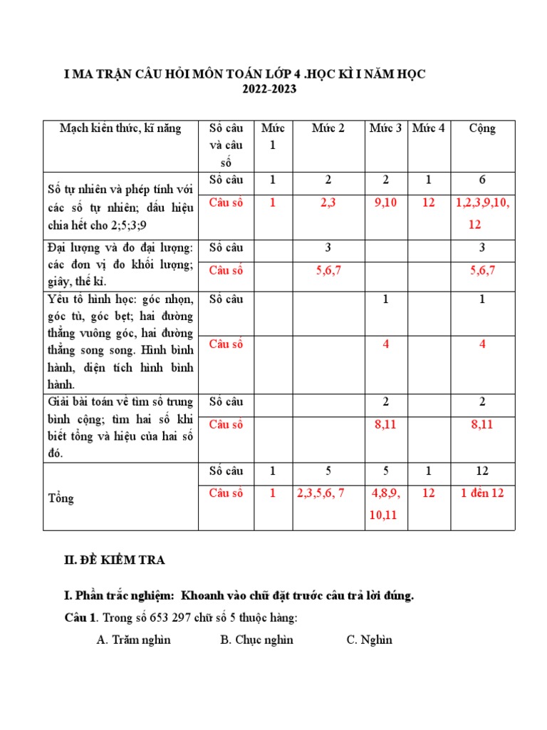 De thi hoc ki 1 (2) | PDF