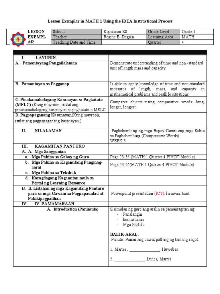 Edited Grade 1 QTR 4 Math PAGHAHAMBING NG BAGAY | PDF