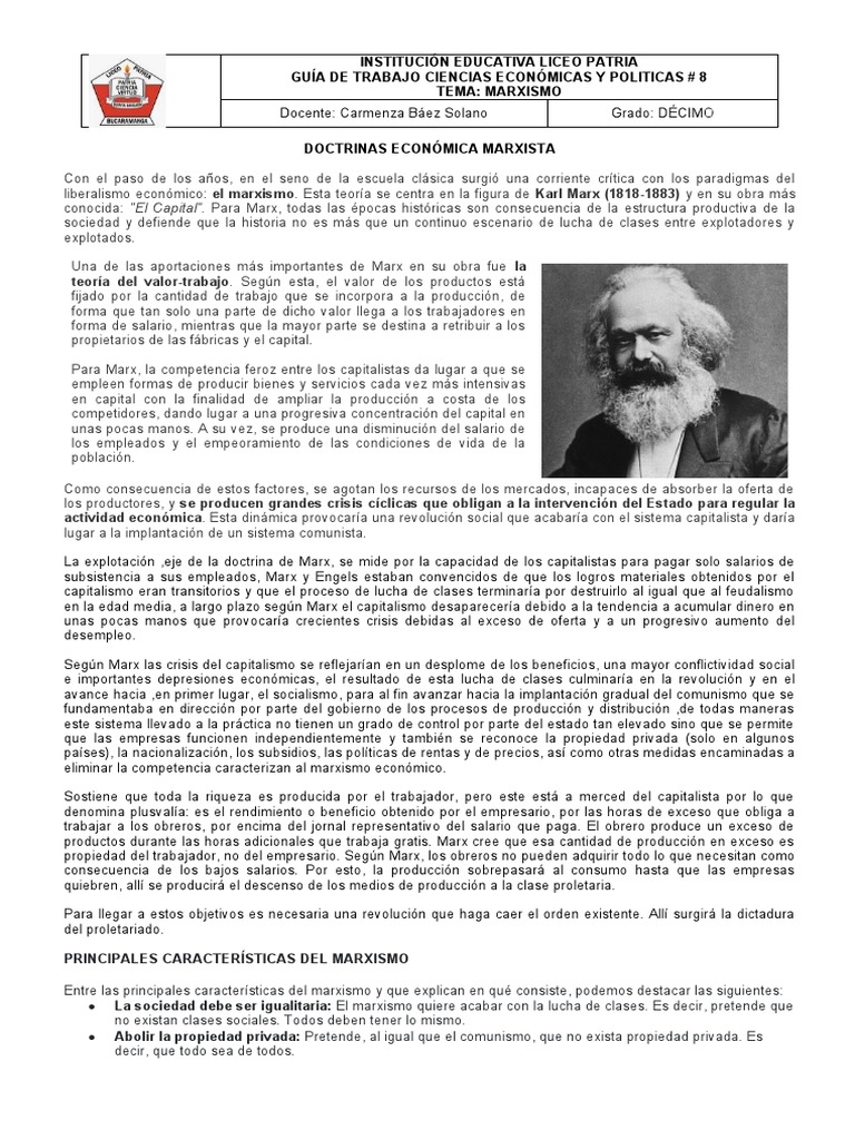 GUIA 8 Doctrinas MARXISTA | PDF | marxismo | Capitalismo