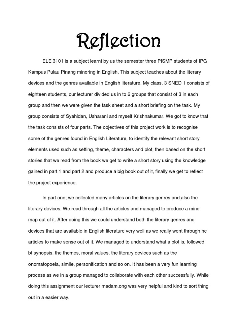 Reflection | PDF | Genre | Cognition